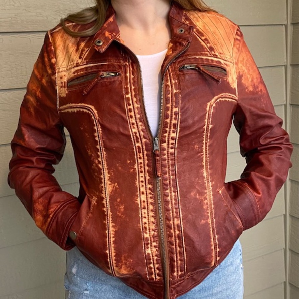 Sebby Collection Faux Leather Moto Style Jacket - Gem